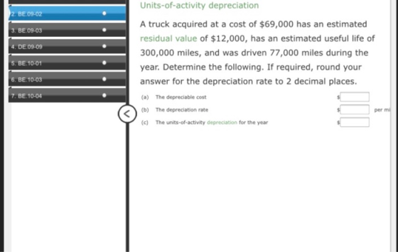 Units-of-activity depreciation 2. BE 09-02 3. BE.09-03 4. DE.09.09 A ...