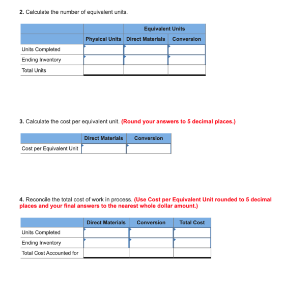 E3-7 Calculating Equivalent Units, Cost per Equivalent Unit ...