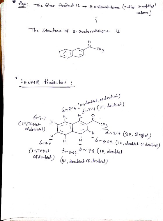 Use the H-NMR and label the following peaks for the product 2 ...
