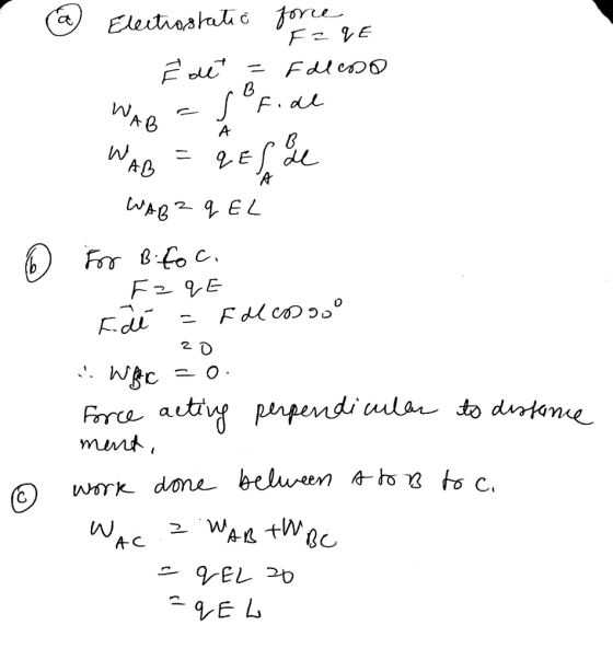 Calculate the work WAB done by the electrostatic force on a particle of ...
