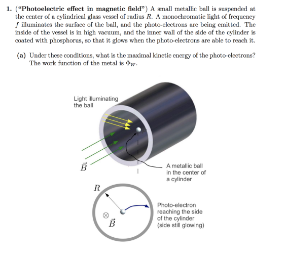 1. ("Photoelectric effect in magnetic field") A small metallic ball is ...