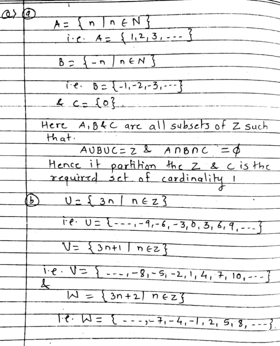 Problem 1. (A) Give an example of a partition of Z into three subsets ...