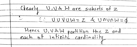 Problem 1. (A) Give an example of a partition of Z into three subsets ...
