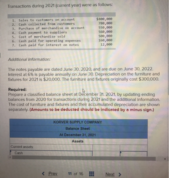 Exercise 3-9 (Static) Balance sheet preparation (LO3-2, 3-3] The ...