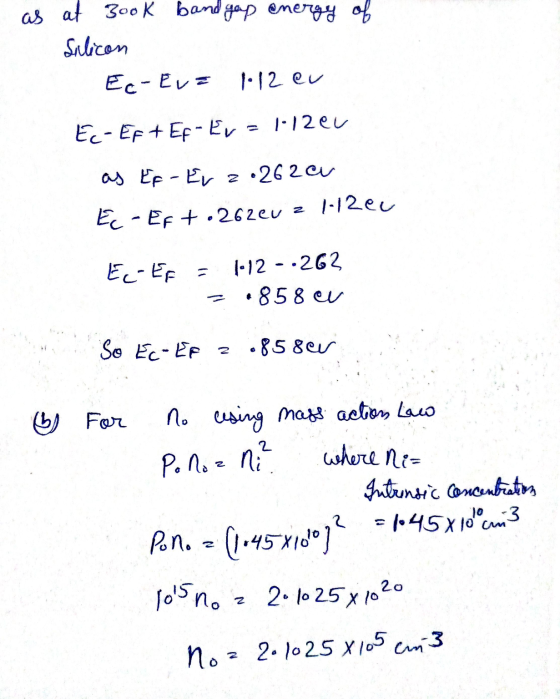 only number 5 5. The value of p, in silicon at T = 300 K is ...