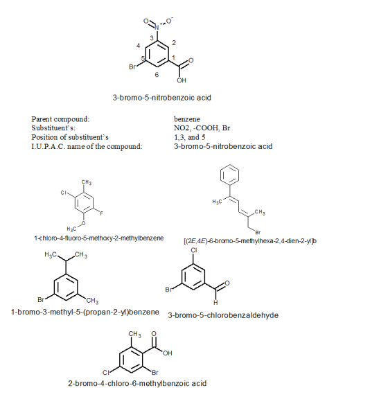 1. Name using IUPAC nomenclature following compounds. NO2 CH3 c) CI b ...