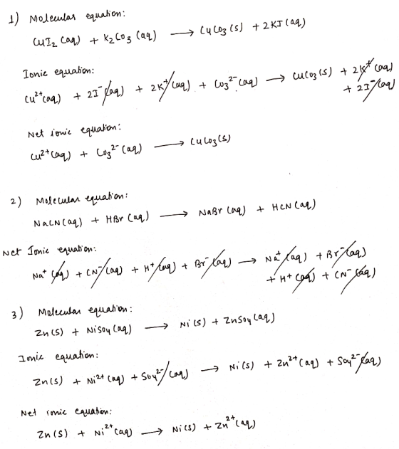 1) When aqueous solutions of copper(II) iodide and potassium carbonate ...
