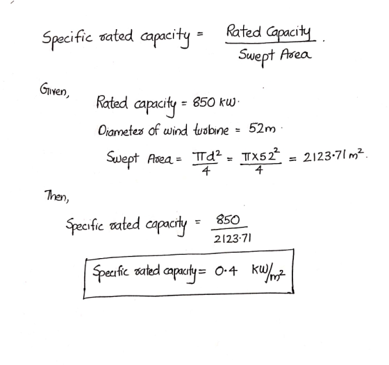 1. Consider a wind turbine of diameter 52 m, rated capacity 850 kW ...