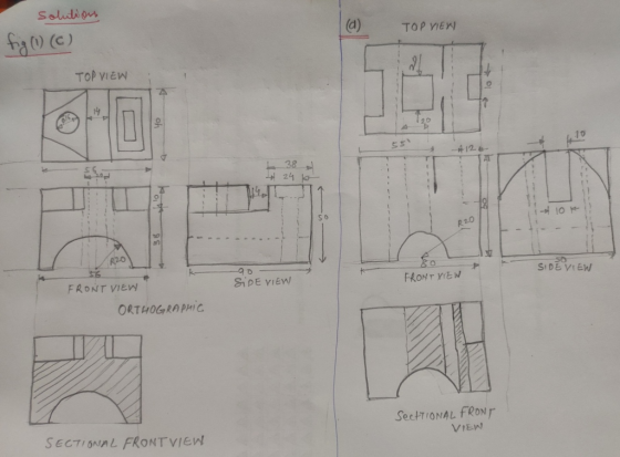 1. Draw complete orthographic drawing of the objects shown in Figure 1 ...
