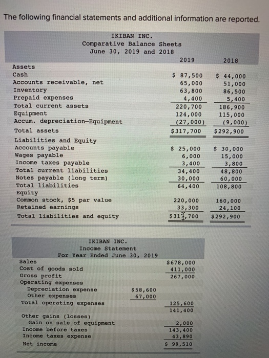please help The following financial statements and additional ...