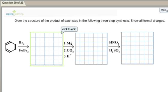 Draw the structure of the product of each step in the following three ...