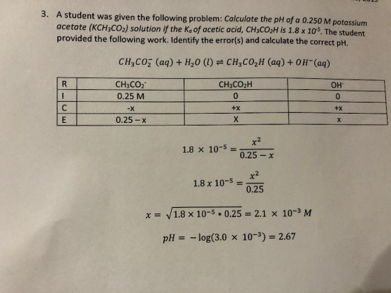 1. Calculate the pH of the following solutions. Show all of your work ...