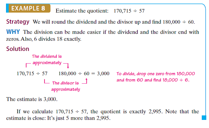 Estimate each quotient. See Example 8. 237,621 ÷ 55 Reference Example 8 ...