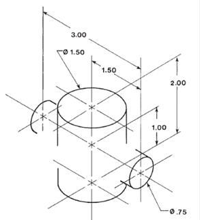 Draw the front, top, and side orthographic views of the objects given ...