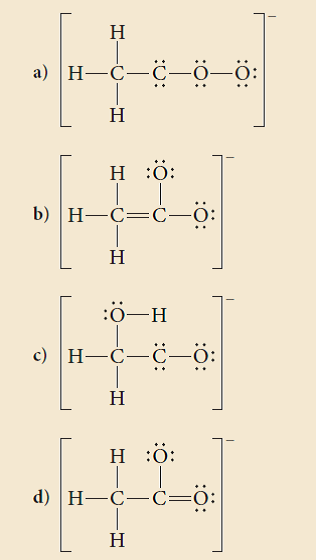 A Lewis structure for the acetate ion is shown here: Which structure ...