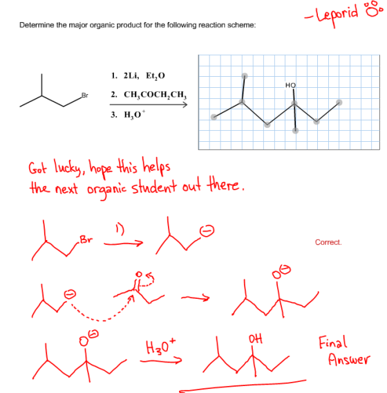 Determine the major organic product for the following reaction scheme ...