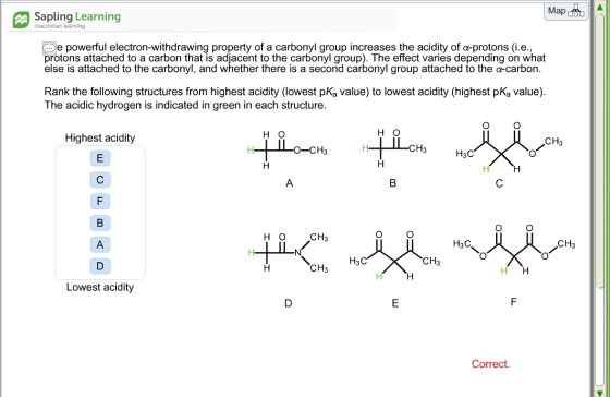 The powerful electron-withdrawing property of a carbonyl group ...