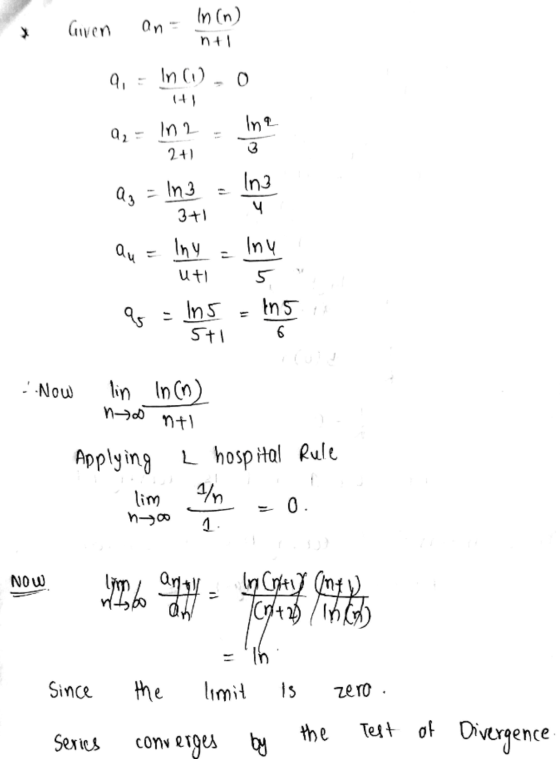 Write out the first five terms of the sequence with, [ln (n)/n + 1 ...